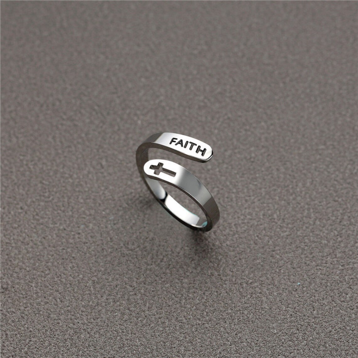 Faith Ring With Cross Steel Christian Ring for Man and Woman - Etsy