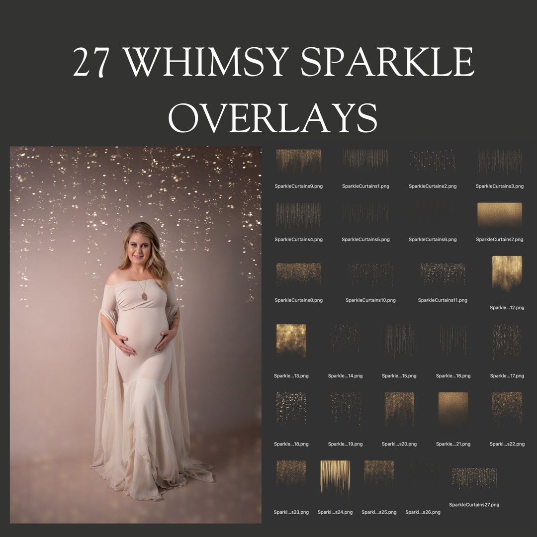 WHIMSY SPARKLE Backdrop Overlays, Gold Glitter Overlay, Maternity Overlays, Maternity Digital ...