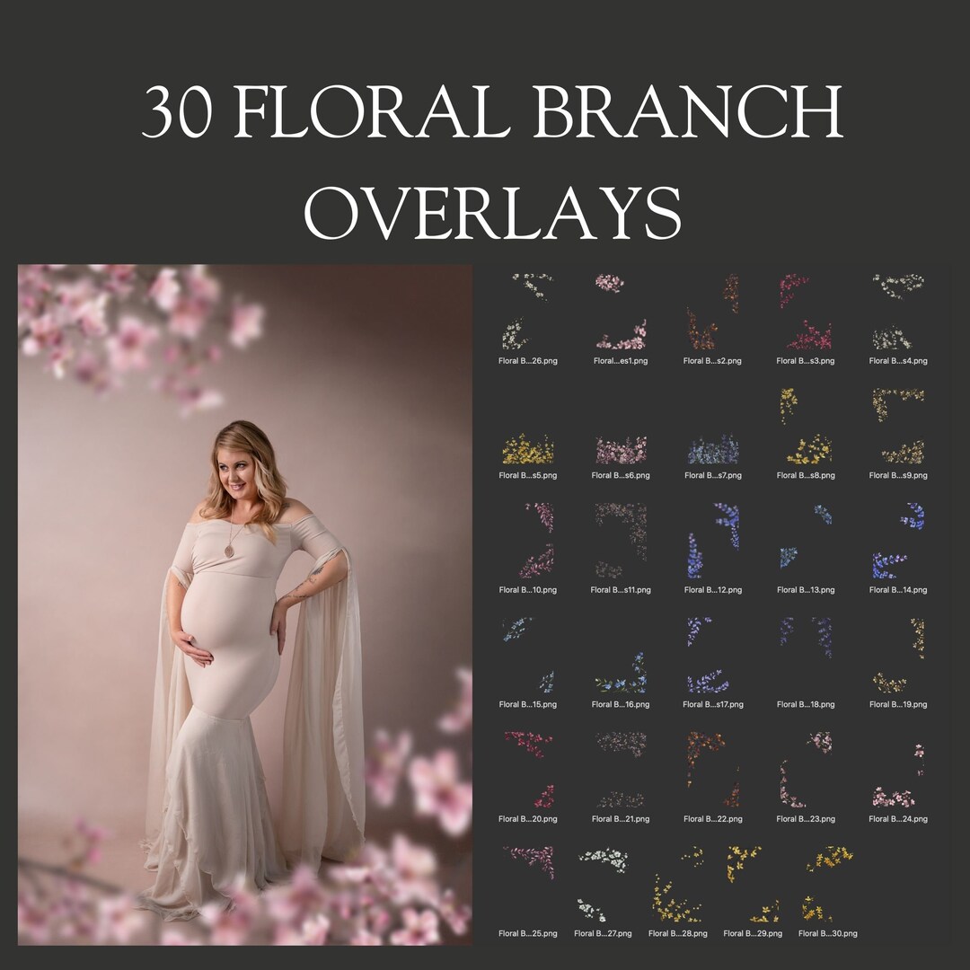 Floral Branch Overlays, Floral Texture Backdrops, Floral Maternity ...