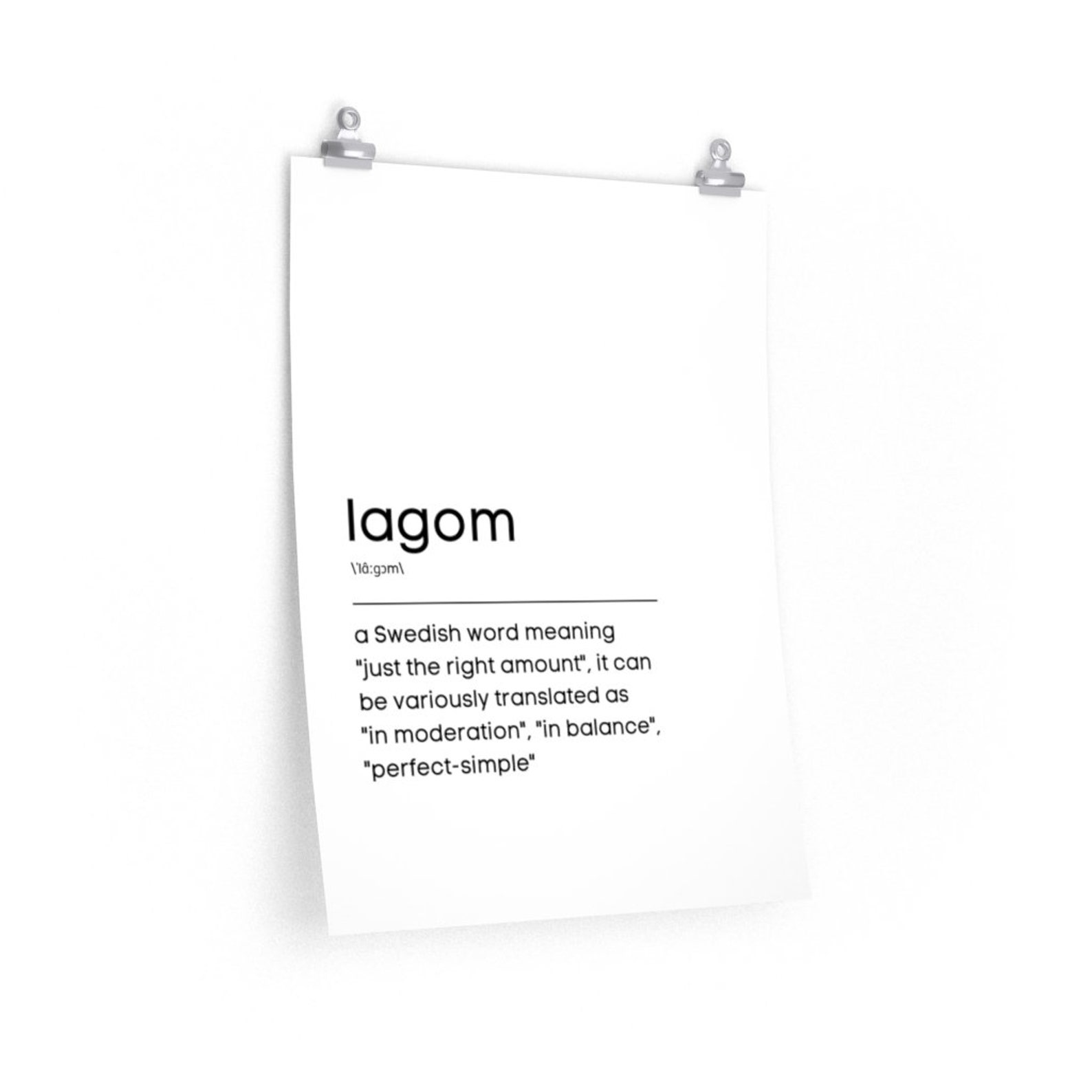 PRINTED: LAGOM Definition Poster Lagom Print Lagom Wall - Etsy