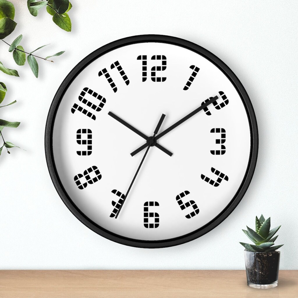 Digital Clock Inspired Wall Clock Black and White Wall Clock Minimalist ...