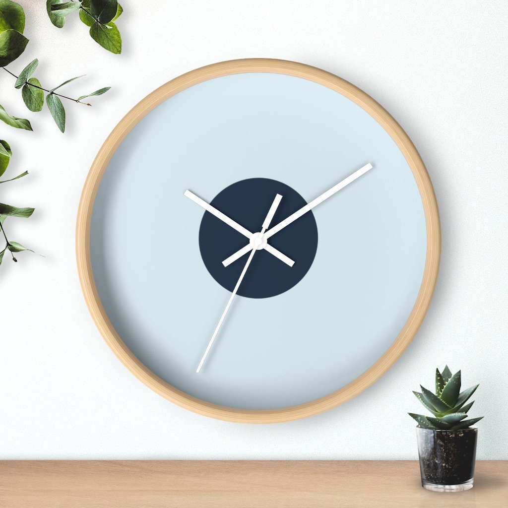 Blue Wall Clock Two Color Wall Clock Pastel Wall Clock Minimalist Wall ...