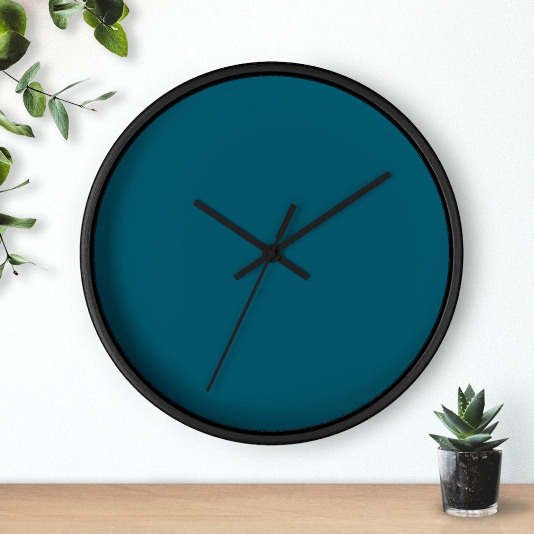 Blue Wall Clock Dark Teal Wall Clock Minimalist Wall Clock Scandinavian ...