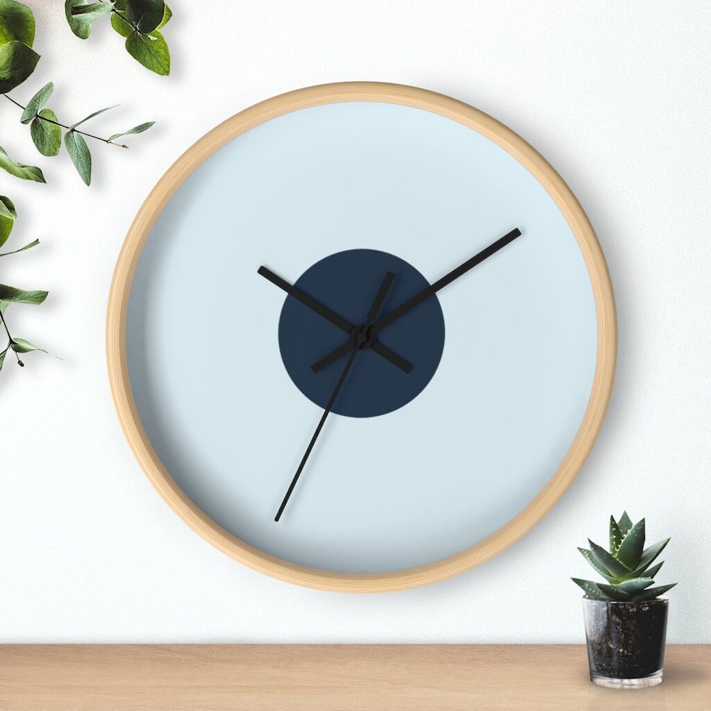 Blue Wall Clock Two Color Wall Clock Pastel Wall Clock - Etsy