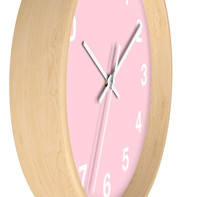 Pink Wall Clock With White Numbers Pastel Wall Clock - Etsy