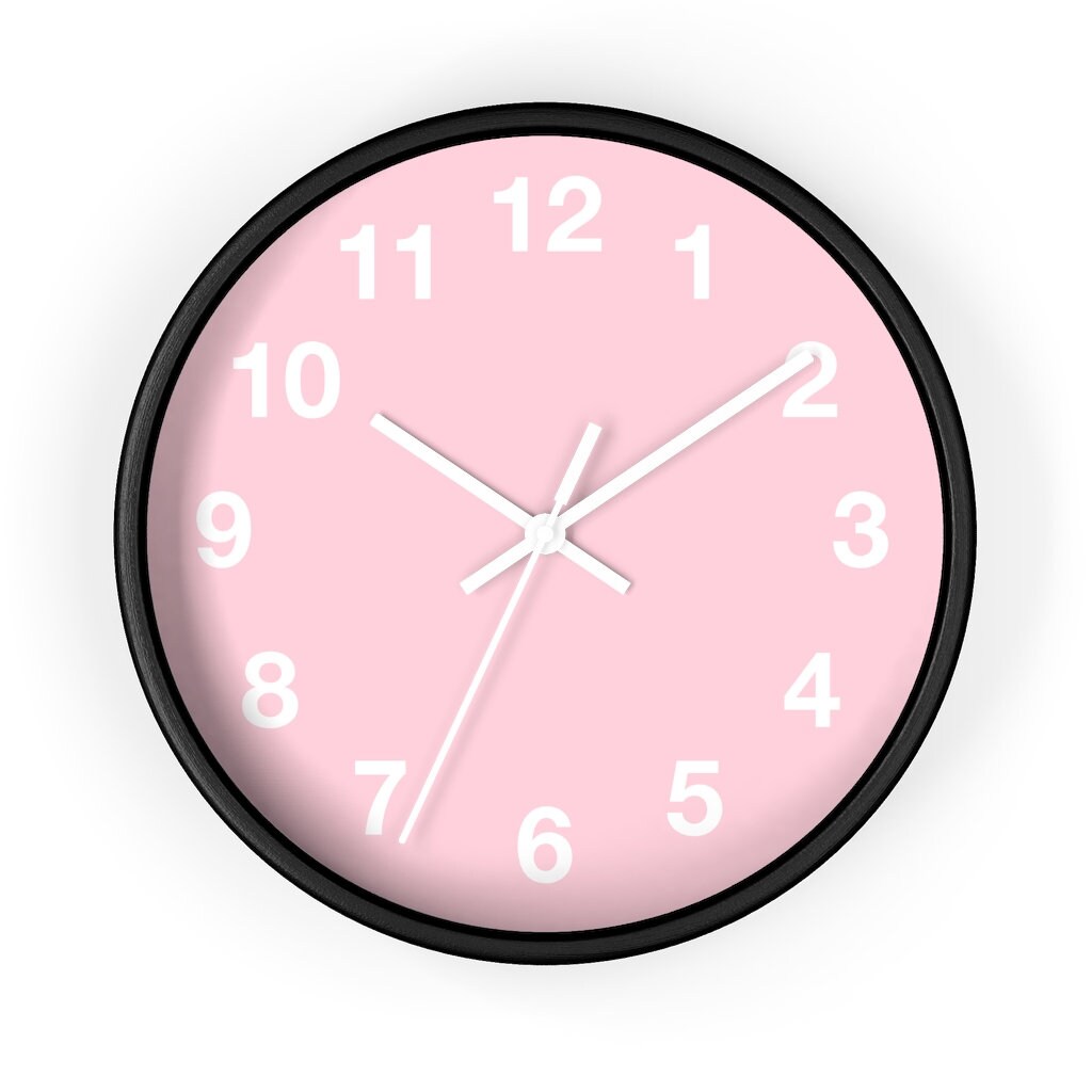 Pink Wall Clock With White Numbers Pastel Wall Clock Minimalist Wall ...