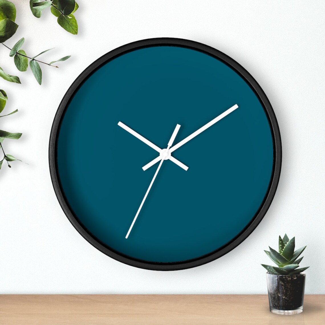Blue Wall Clock Dark Teal Wall Clock Minimalist Wall Clock - Etsy