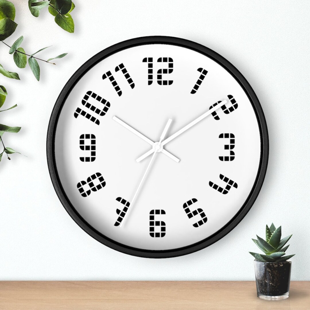 Digital Clock Inspired Wall Clock Black and White Wall Clock Minimalist ...