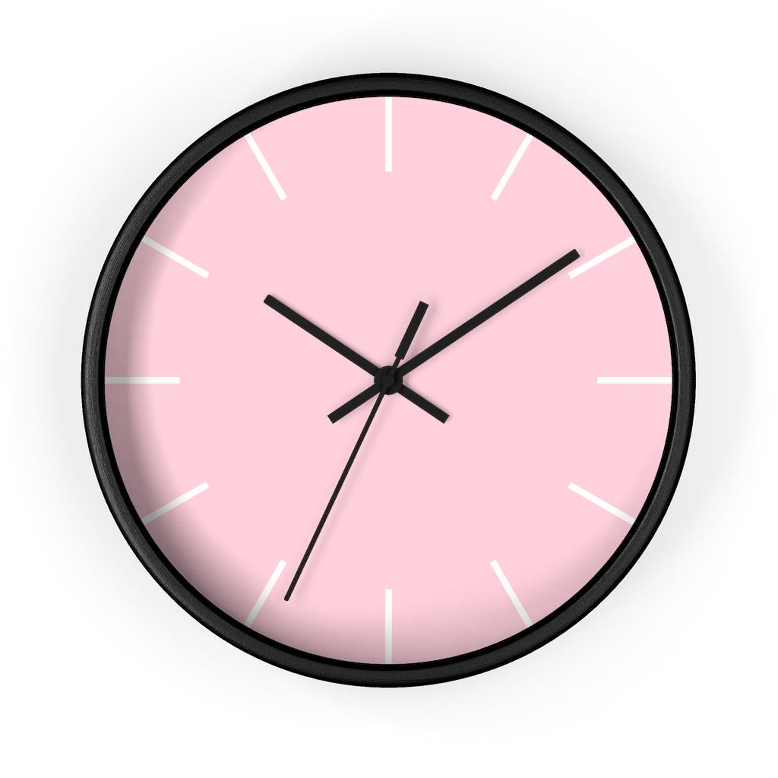 Pink Wall Clock With White Separators Pastel Wall Clock - Etsy