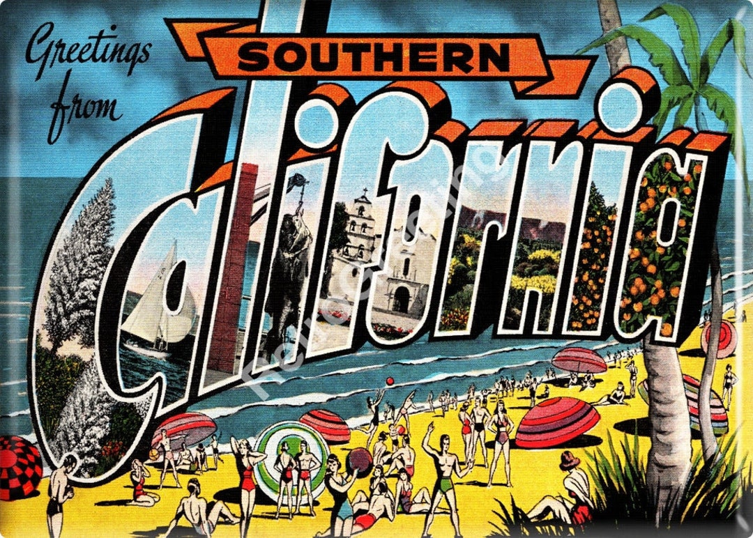 Greetings From California Refrigerator Magnet Vintage Retro - Etsy