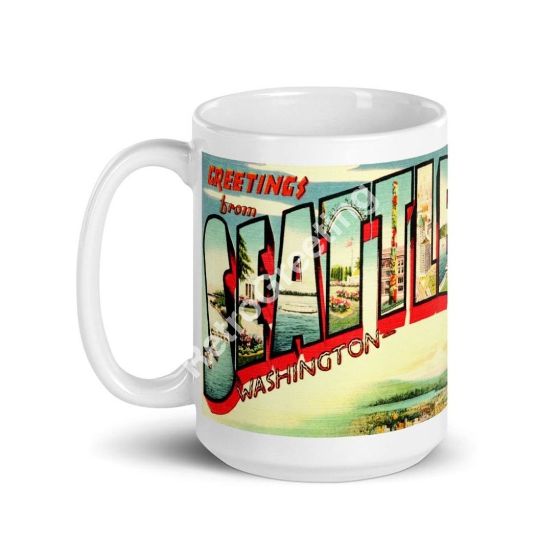 Greetings From Seattle Washington Coffee Mug Vintage Retro - Etsy UK