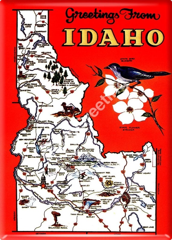 Greetings From Idaho Refrigerator Magnet Vintage Retro Kitchen Décor ...