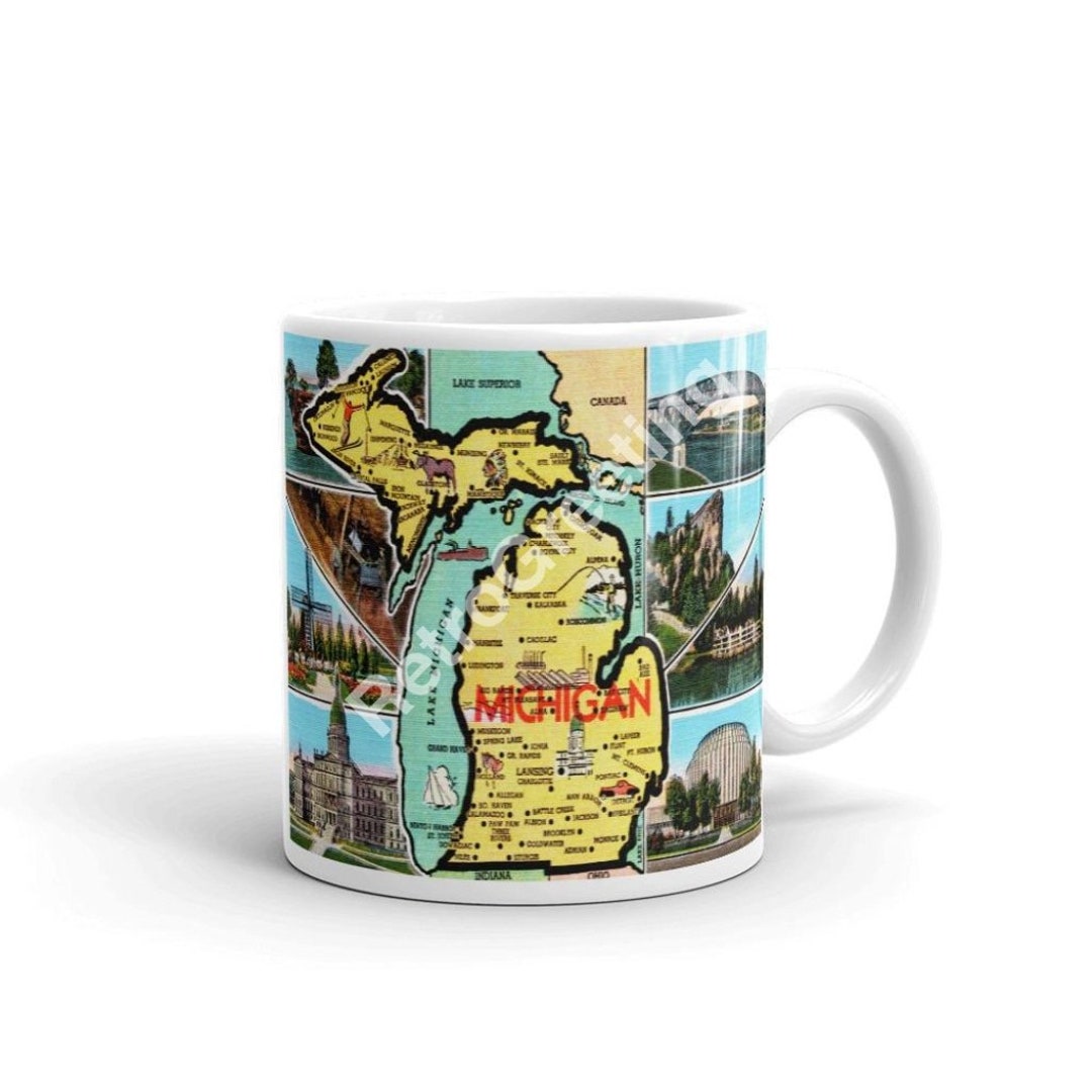Greetings From Michigan Coffee Mug Vintage Retro - Etsy