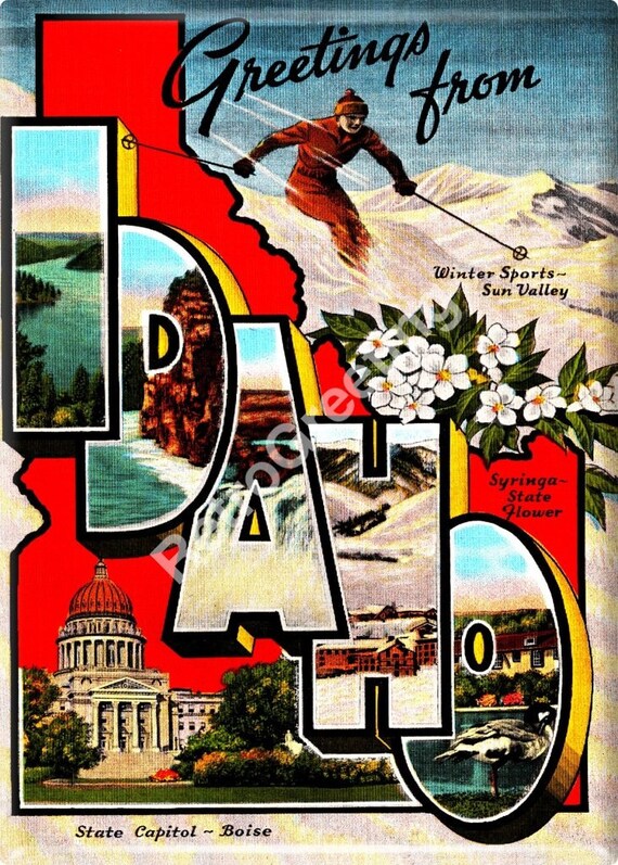 Greetings From Idaho Refrigerator Magnet Vintage Retro Kitchen Décor ...