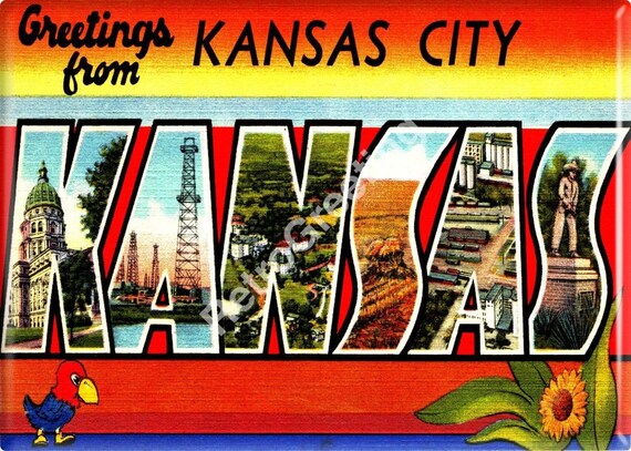 Kitchen Décor Greetings From Kansas City Missouri Refrigerator Magnet ...