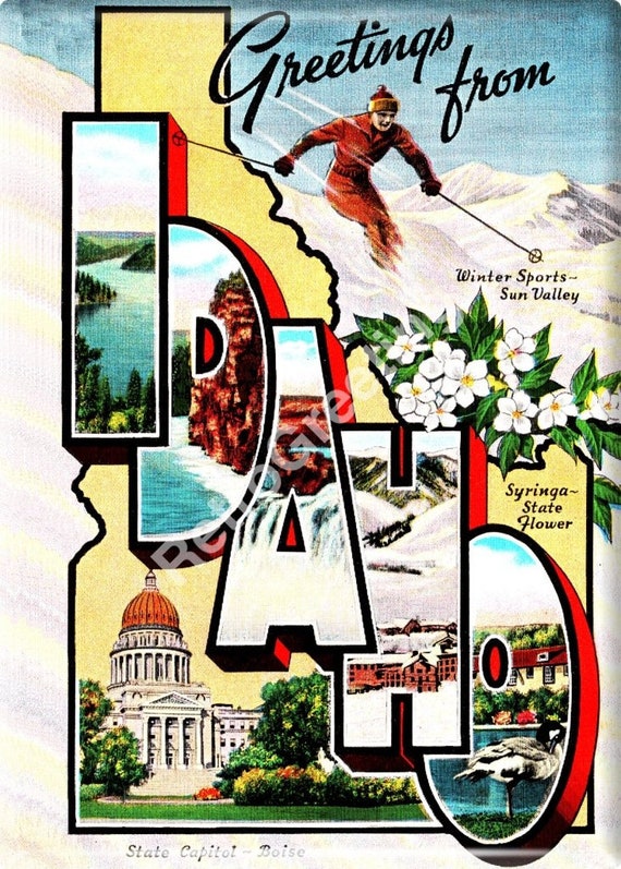 Greetings From Idaho Refrigerator Magnet Vintage Retro Kitchen Décor ...