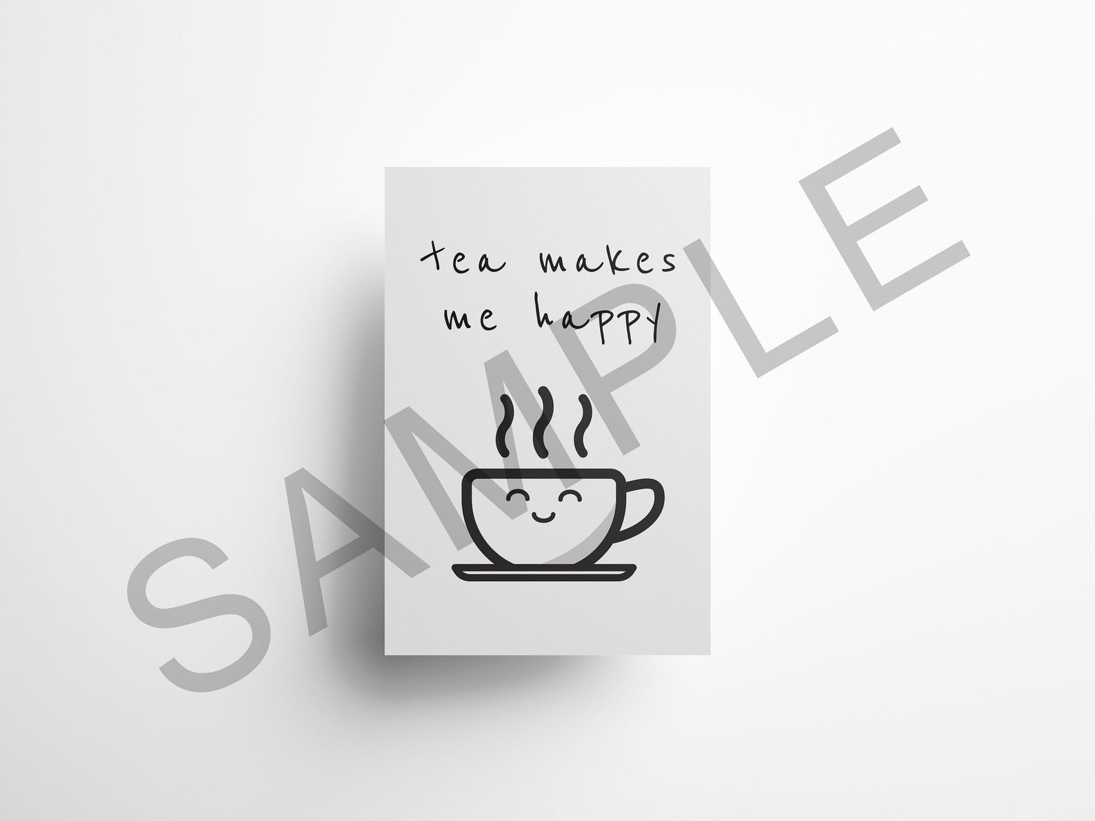 Tea Makes Me Happy Fun Cute Home Kitchen Wall Poster Art - Etsy