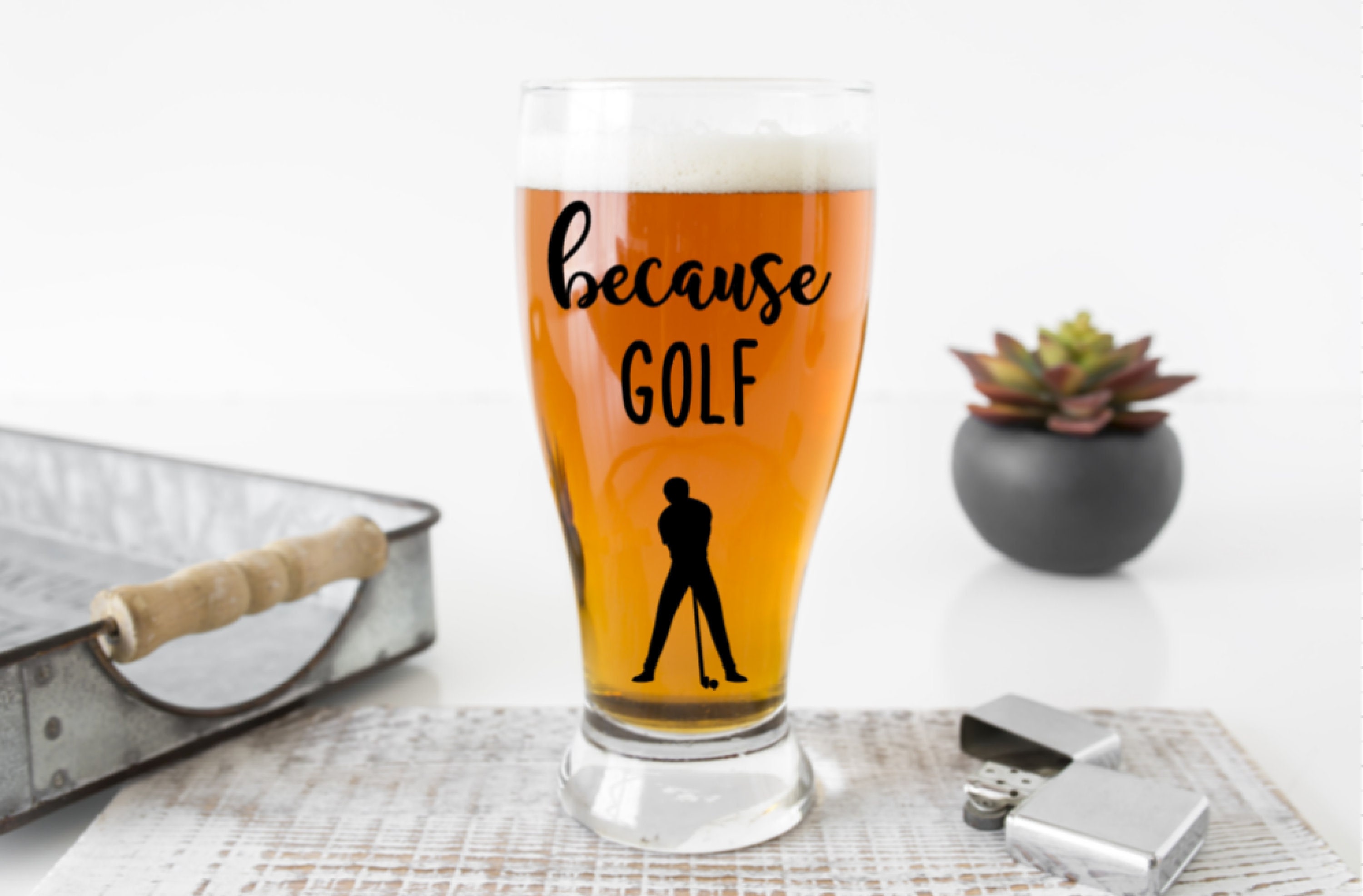 Personalized Beer Glass Because Golf Gift Custom Pub Pint | Etsy