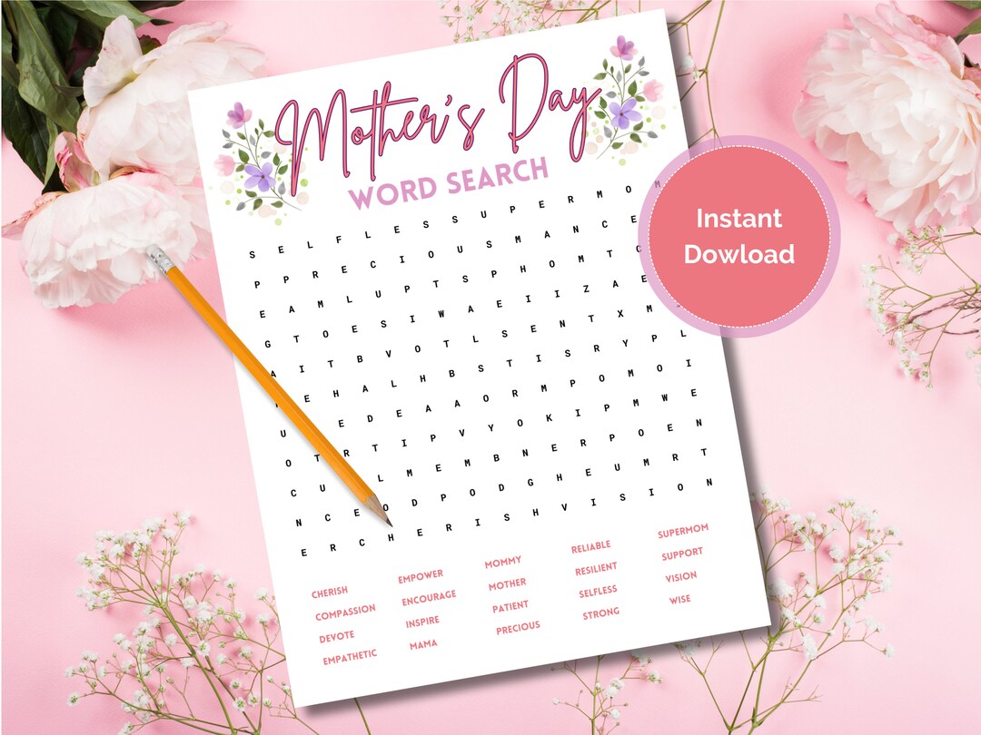 Mothers Day Word Search Game, Word Search Printable, Mothers Day Games ...