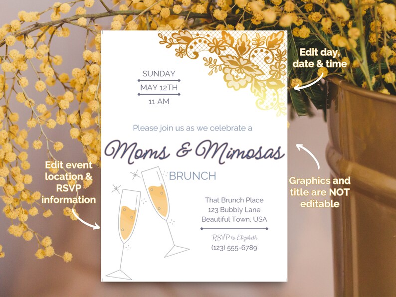 Moms and Mimosas Brunch Invitation, Mothers Day Flyer, Brunch Flyer ...