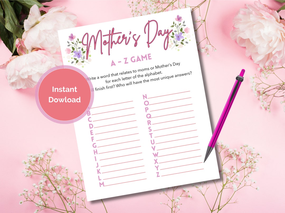 Mothers Day A Z Game, Alphabet Game, Mothers Day Games, Mothers Day ...