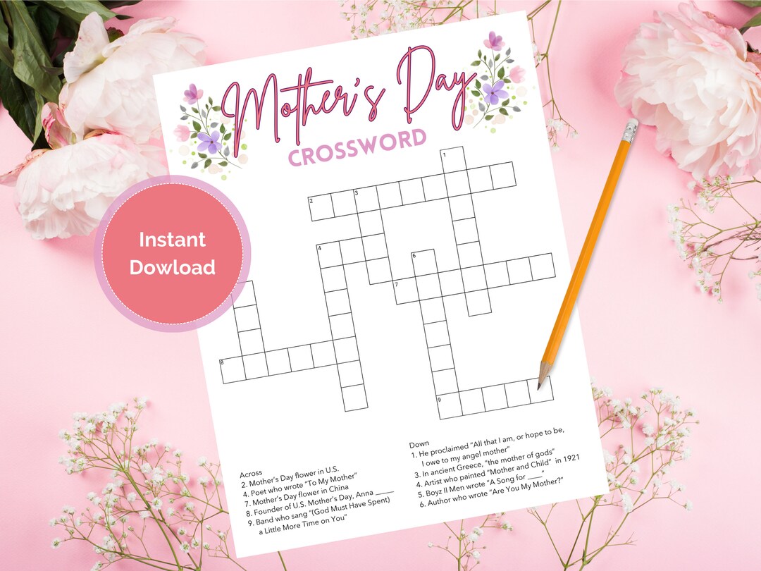 Mothers Day Crossword Puzzle, Mothers Day Games, Mothers Day Brunch ...