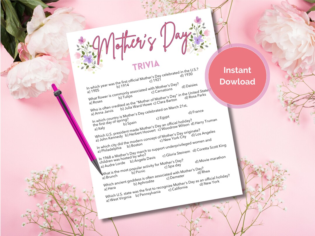 Mothers Day Trivia Game, Mothers Day Games, Mothers Day Brunch, Tea ...