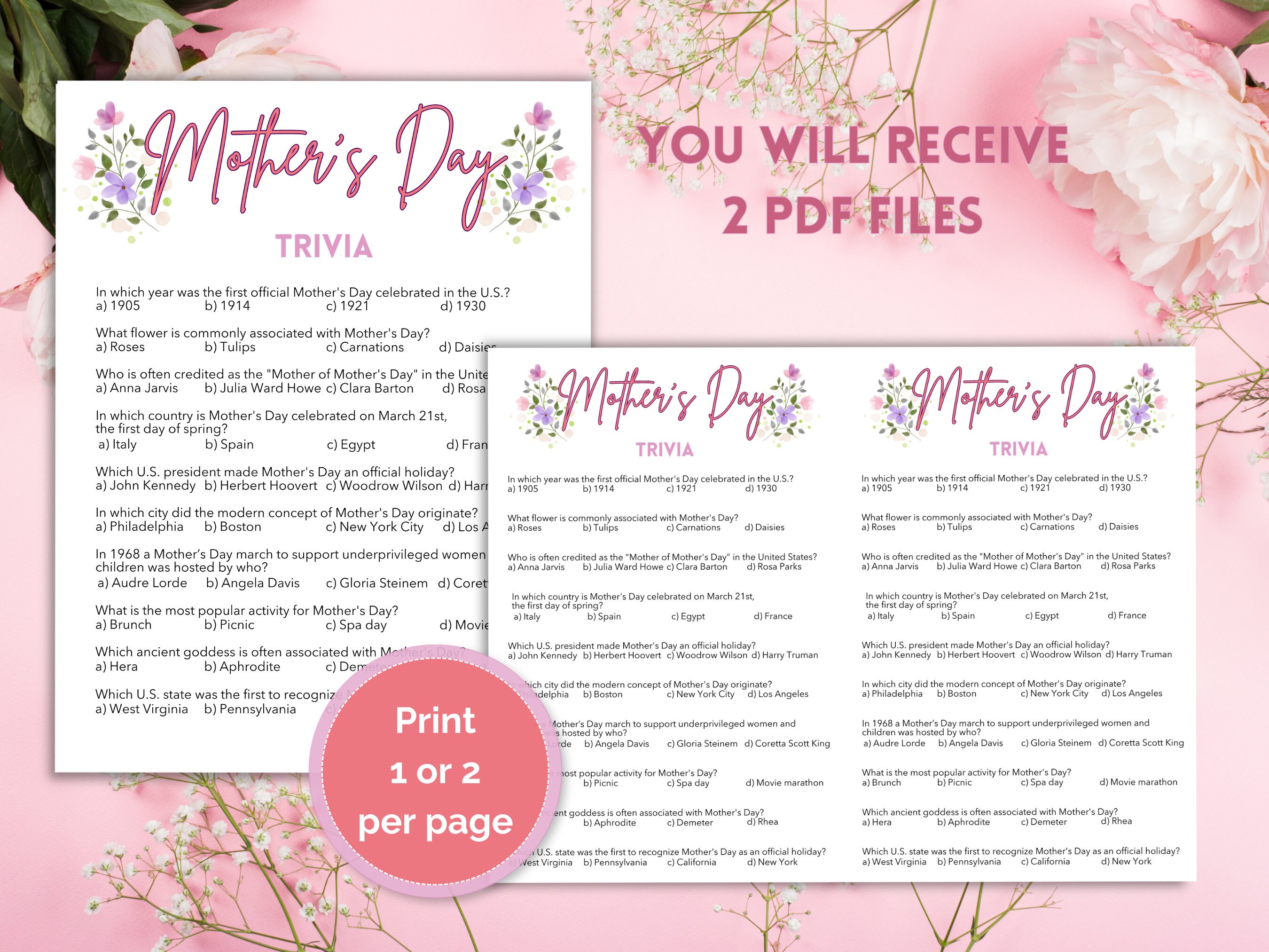 Mothers Day Trivia Game, Mothers Day Games, Mothers Day Brunch, Tea ...