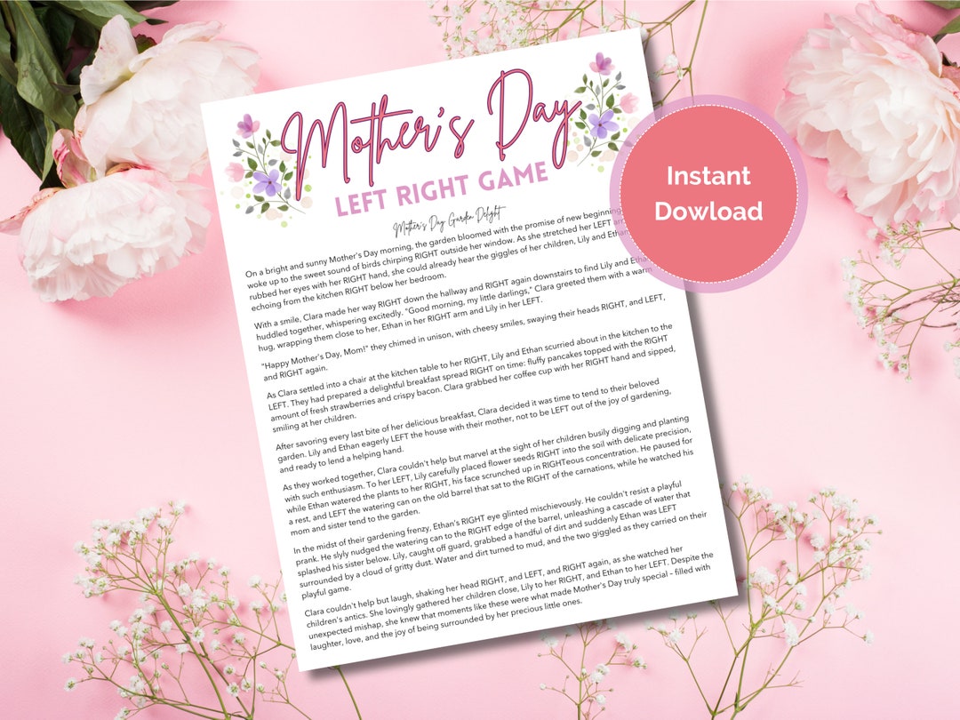 Mothers Day Left Right Game, Pass the Gift Game, Mothers Day Games ...
