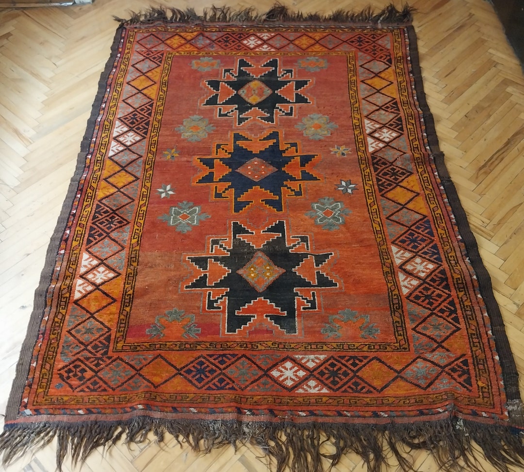 A 200years Old Wool Kazakh Rug.145x200 Cm. - Etsy