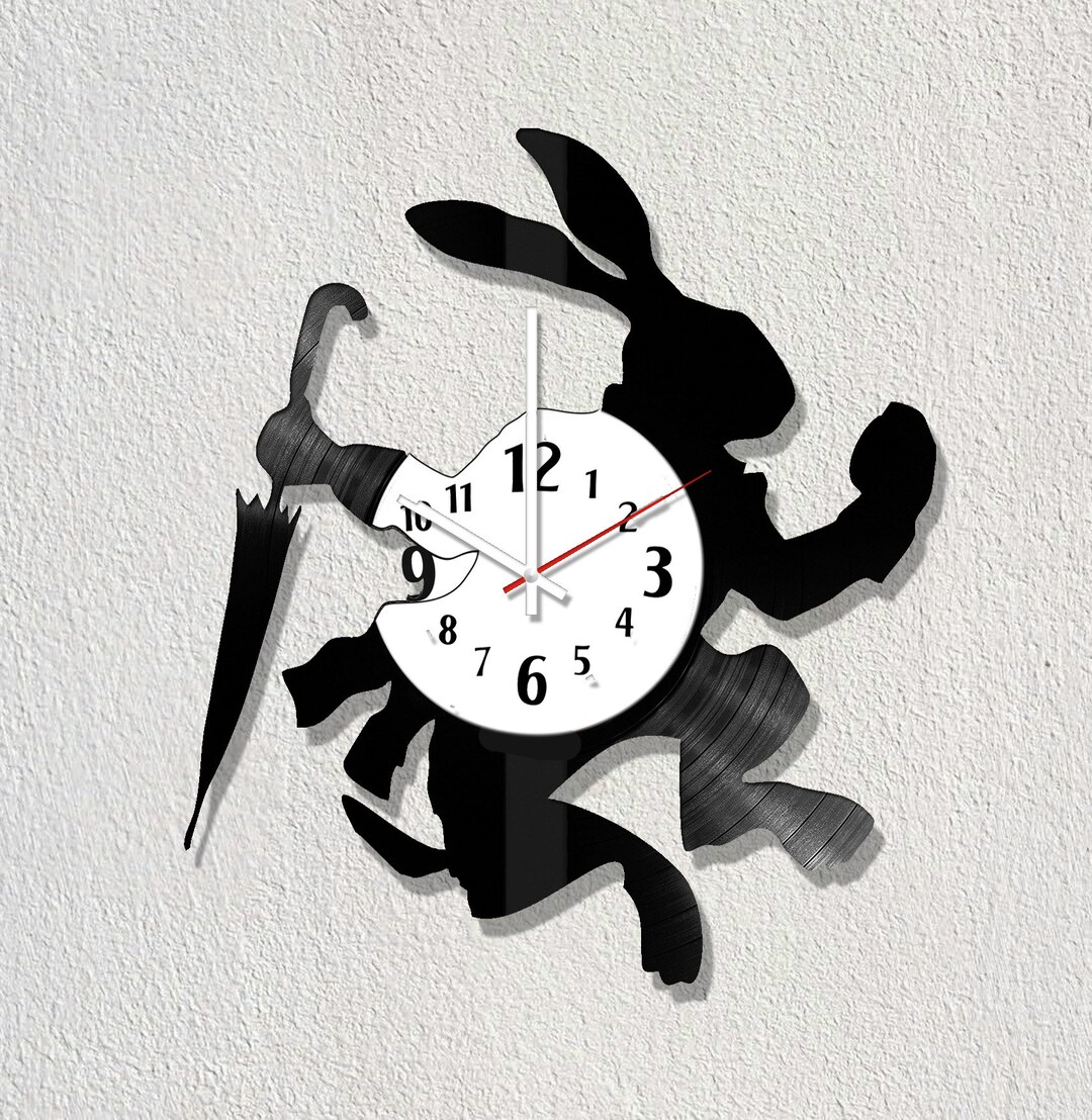 Alice in Wonderland White Rabbit Vinyl Record Wall Clock Gift Idea Art ...