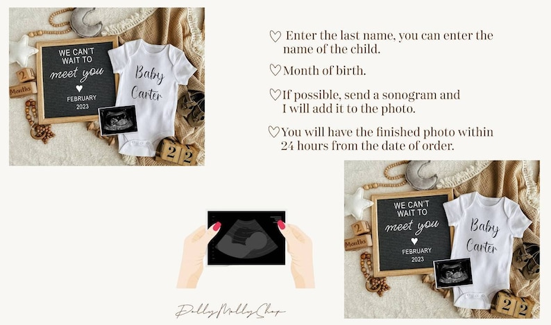 Digital Pregnancy Announcement Social Media Gender Neutral Etsy
