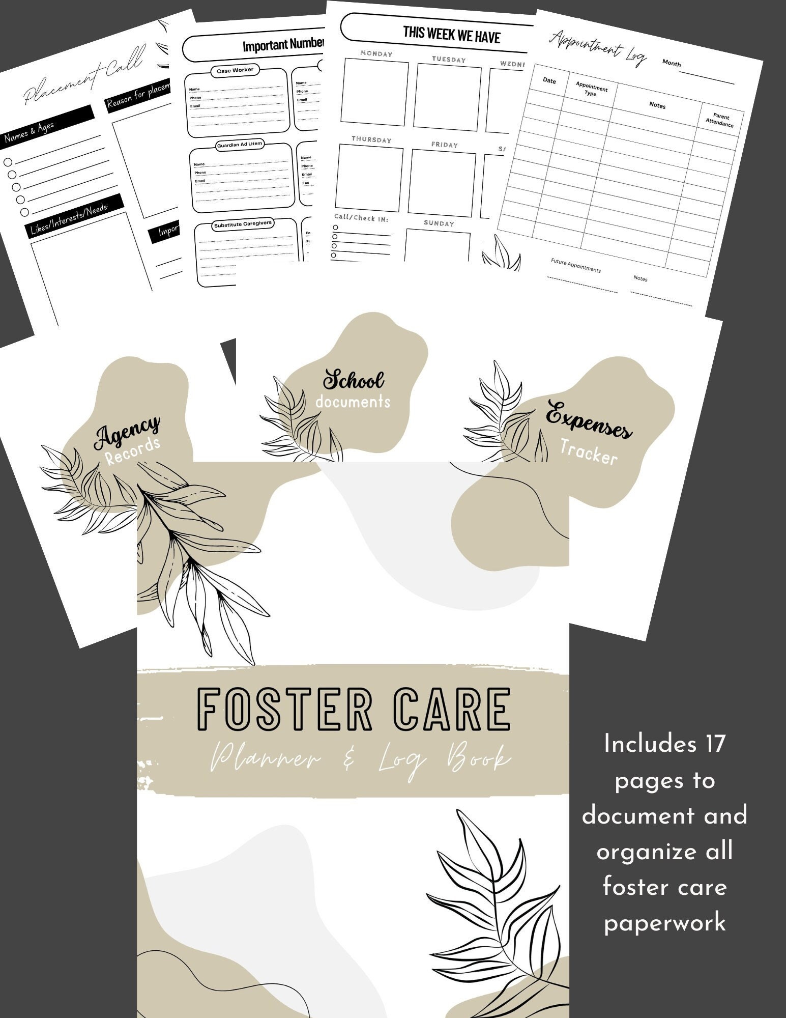 Foster Care Binder Printable *neutral* - Etsy