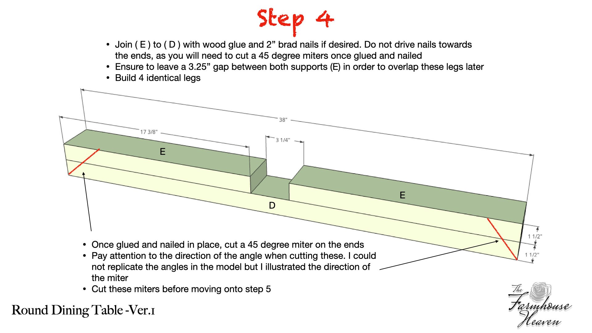 Build Plan / Round Dining Table W/ Trestle Legs / the Farmhouse Heaven ...