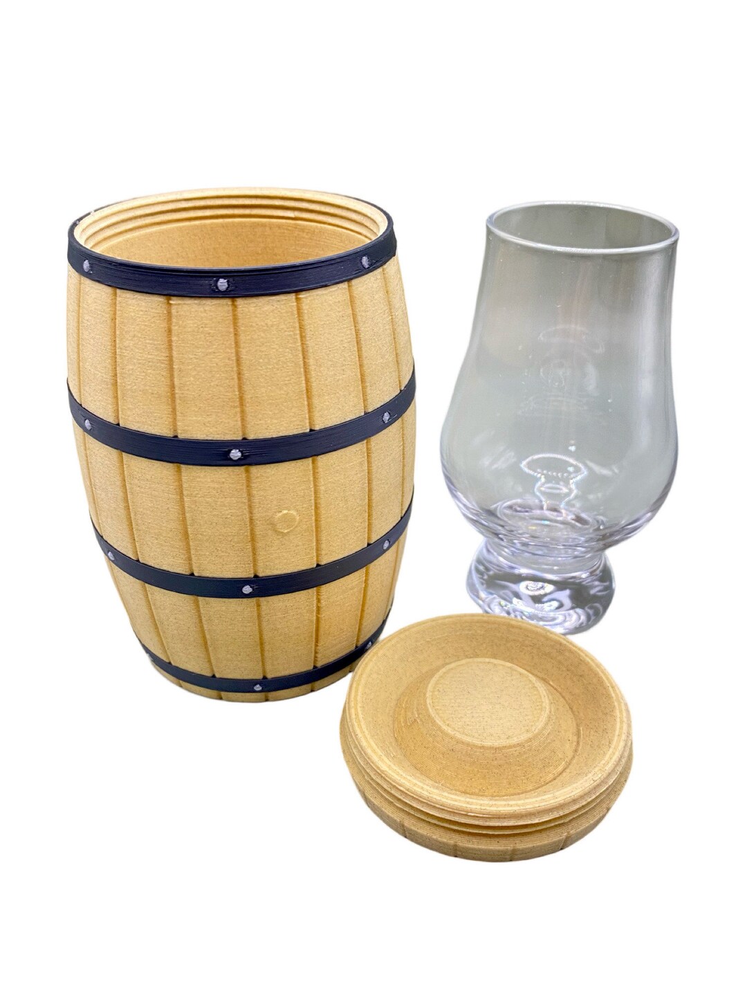 WEE Glencairn Glass Barrel Holder for Whiskey or Bourbon, Fathers Day ...