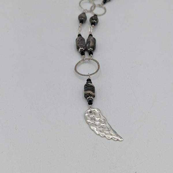 Circle Chain With Wings Silver - Etsy