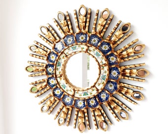 Peruvian Mirrors Dark Blue Eye 40cm Wall Mirror Home Decoration ...