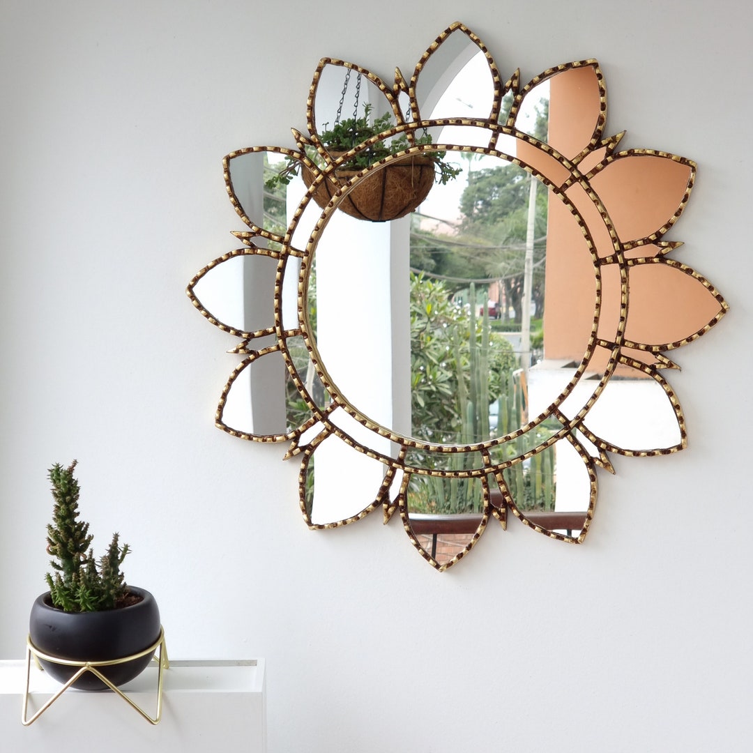 Peruvian Mirrors "mandala Sol Gold "- Interior Decoration - Wall Mirror ...