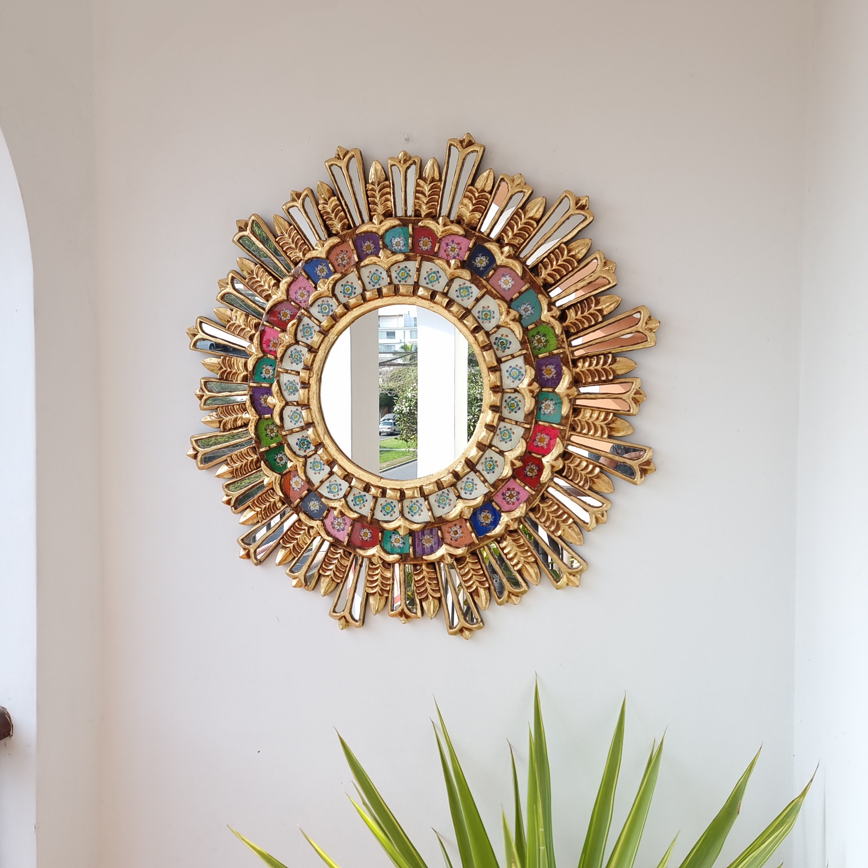 Peruvian Mirrors "royalty 78 Cm Rainbow" - Interior Decoration - Wall ...