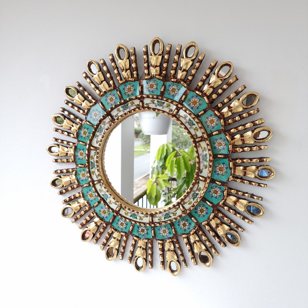 Peruvian Mirrors "turquoise Eye 50 Cm" - Interior Decoration - Wall ...