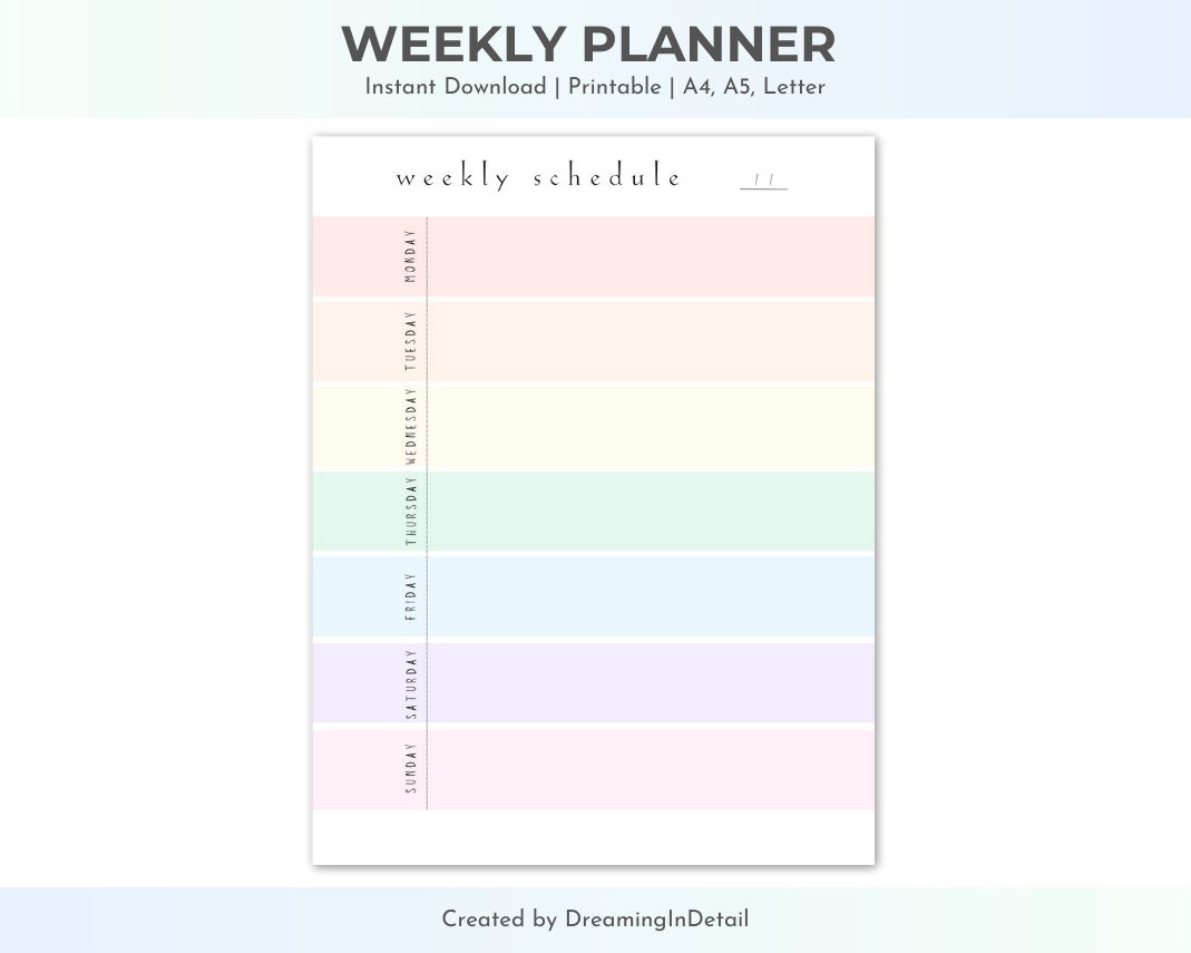 Weekly Planner Digital Download - Etsy