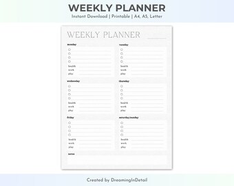 Digital Planner, Weekly Planner, Aesthetic Planner, Printable Download ...