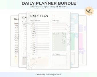 Personal Daily Planner Bundle Printable, Digital PDF 'squeeze the Day ...