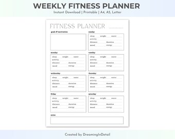 Workout Planner, Printable Planner, Fitness Journey, Weekly Planner ...