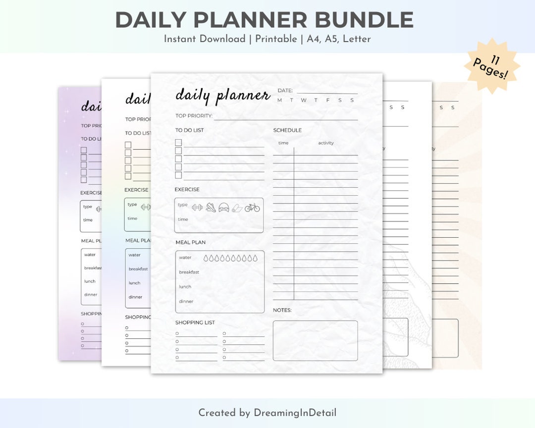 Daily Planner Bundle Digital Download - Etsy