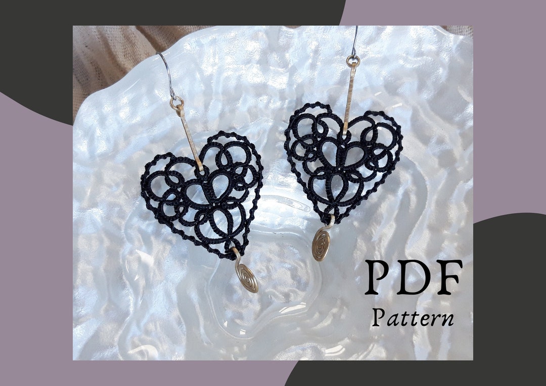 Tatting Heart Pattern, Frivolite Lace Earrings Tutorial, Digital ...