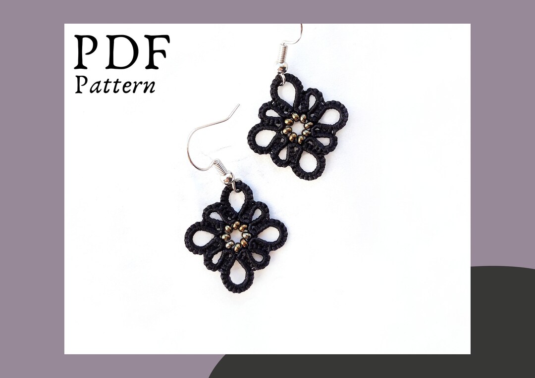 Easy Earrings Pattern, Frivolite Digital Tutorial, Tatted Lace Diagram ...