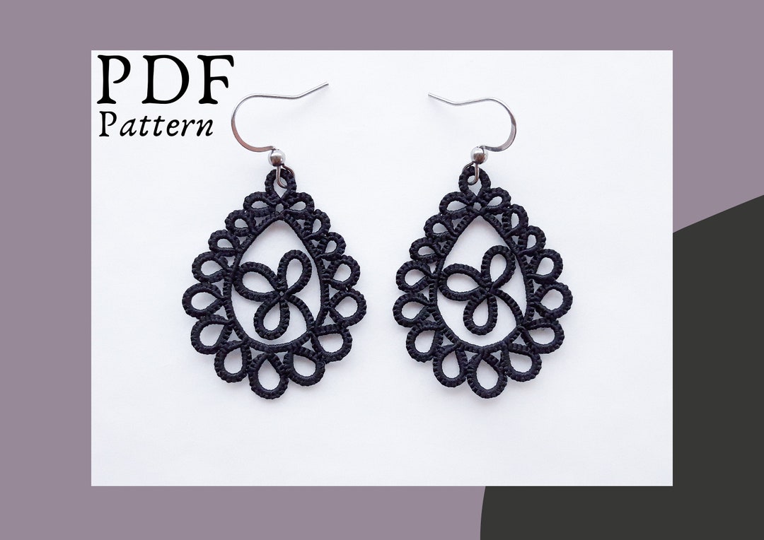 Tatting Earrings Pattern, Frivolite Lace Tutorial, Digital Diagram - Etsy
