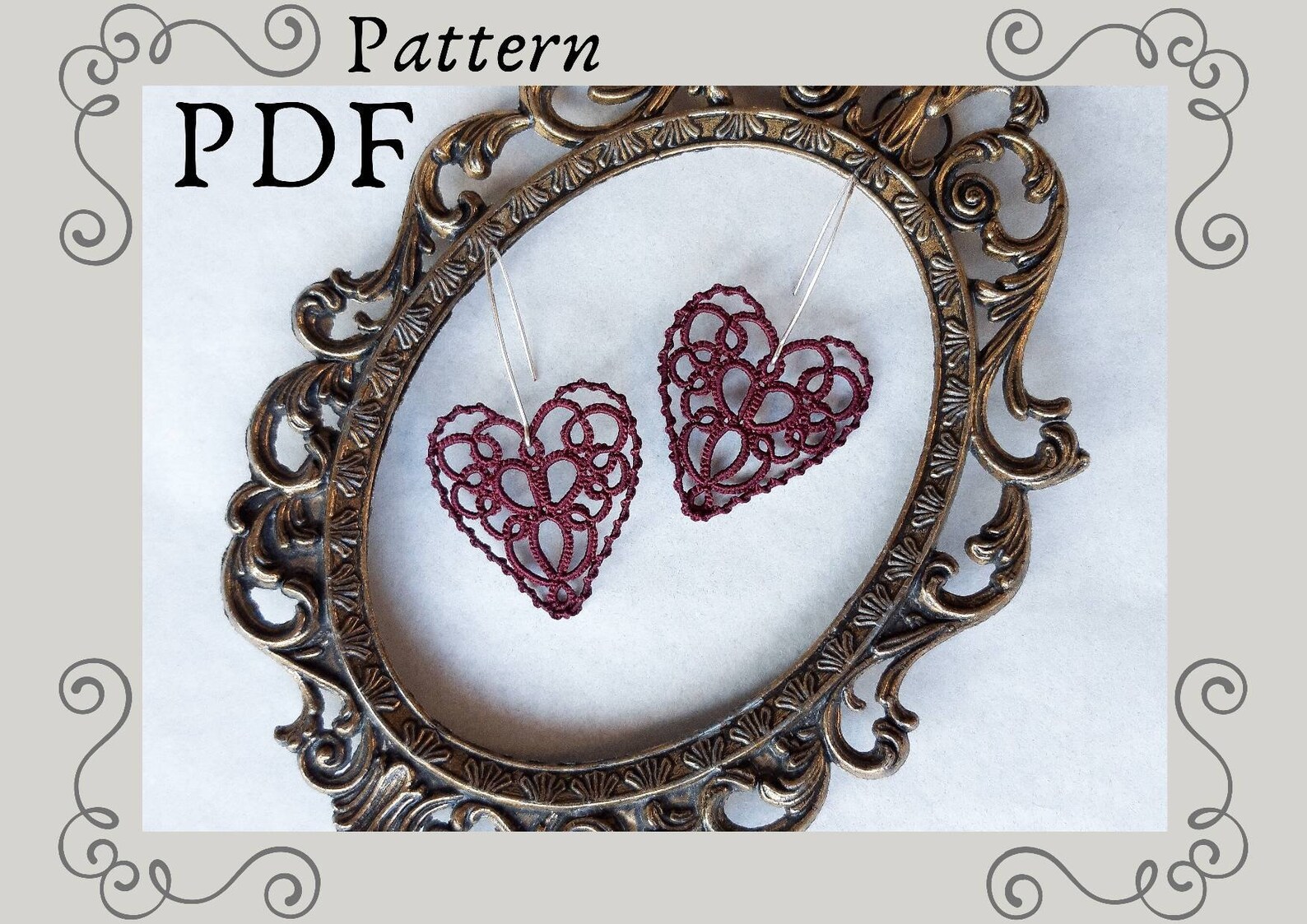 Tatting Heart Pattern, Frivolite Lace Earrings Tutorial, Digital ...