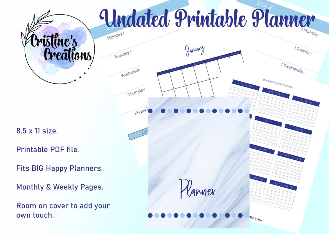 Undated Printable Planner - Etsy